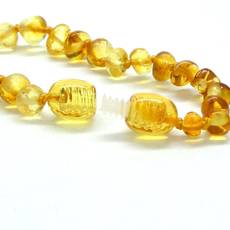 Amber Baby Teething Bracelet – Crystal Heart