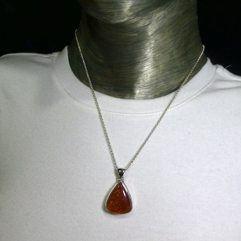 Sunstone Pendant, Triangular Oval, 925 Sterling Silver, r6 – Crystal Heart