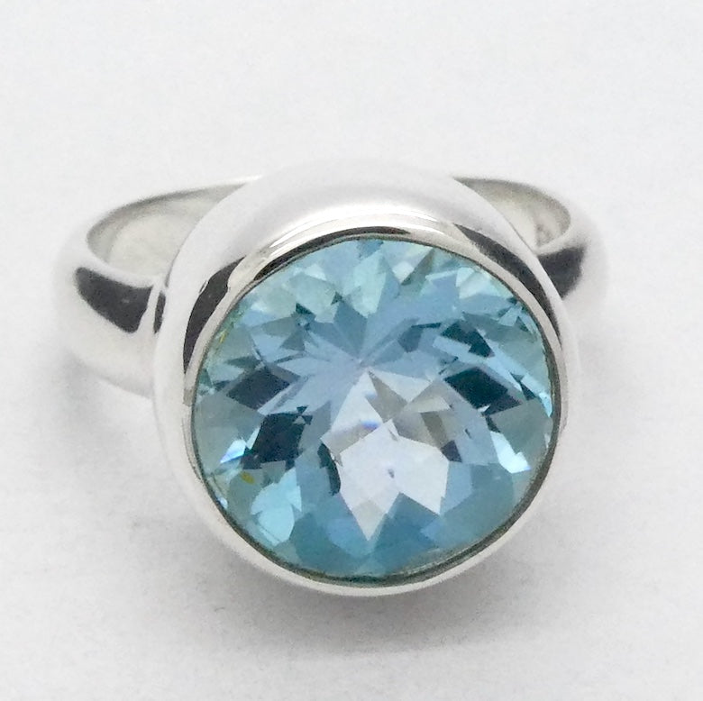 Blue Topaz Ring, Large AAA Faceted Round, 925 Silver, p3 – Crystal Heart