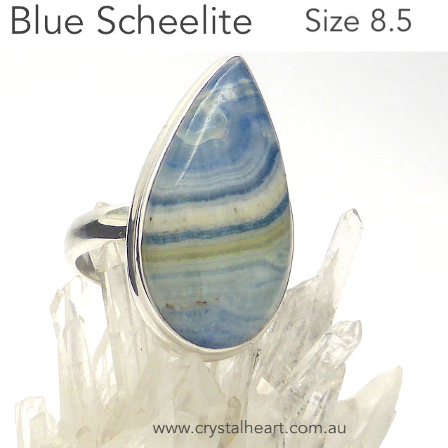 Blue Scheelite Ring, 925 Silver r1 – Crystal Heart